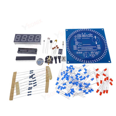 Rotating LED Display Alarm Electronic Digital Clock Module DIY Kit Light Control Temperature DS1302 C8051 MCU